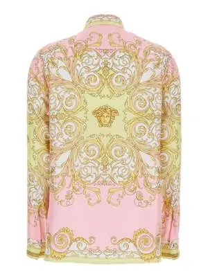 Versace Shirt With Baroque Print And Pointed Collar - Multicolor
