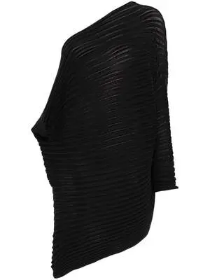 Issey Miyake Asymmetric Neck Pleated Top - Multicolor