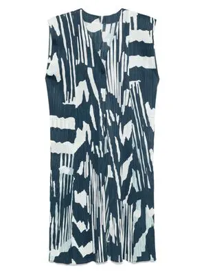 Issey Miyake Sleeveless Printed Pleated Vest - Multicolor