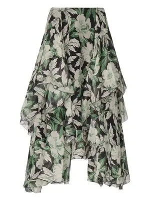 Loewe Silk Skirt With Floral Print - Multicolor