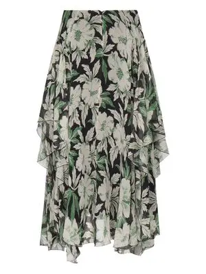 Loewe Silk Skirt With Floral Print - Multicolor