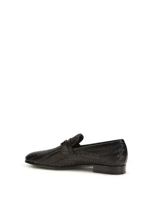FERRAGAMO Woven Gancini Loafers - Brown