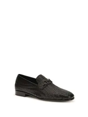 FERRAGAMO Woven Gancini Loafers - Brown