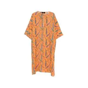 Etro And Blue Paisley Print V-neck Spaghetti Strap Dress