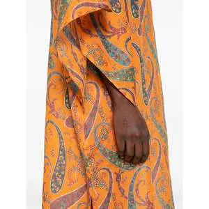 Etro And Blue Paisley Print V-neck Spaghetti Strap Dress