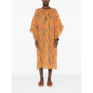 Etro And Blue Paisley Print V-neck Spaghetti Strap Dress