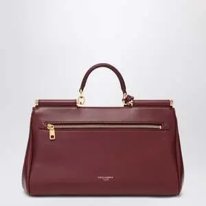 Dolce & Gabbana My Sicily Handbag In Burgundy Leather