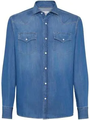 Brunello Cucinelli Denim Easy Fit Western Shirt - Multicolor