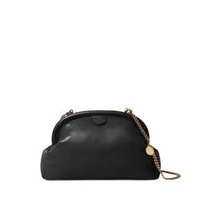 Stella McCartney Leather Clutch With Gold Tone Hardware - Black