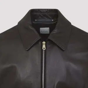 Paul Smith Regular Fit Leather Jacket - Brown