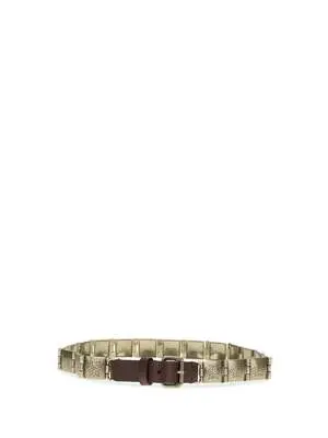 Etro Engraved Metal And Leather Belt