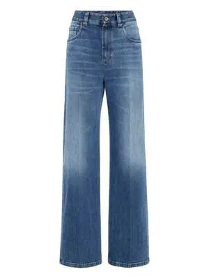 Brunello Cucinelli Denim Wide Leg Jeans - Multicolor