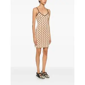 MARINE SERRE Moon Print V-neck Spaghetti Strap Dress
