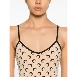 MARINE SERRE Moon Print V-neck Spaghetti Strap Dress