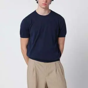 DRUMOHR Cotton Crewneck Sweater With Short Sleeves - Blue