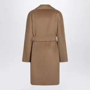 Max Mara Camel Cashmere Wool Blend Wrap Coat - Brown