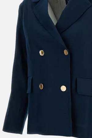 Max Mara Avenue Double Breasted Linen Blazer - Multicolor