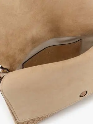 Gucci Suede And Gg Canvas Shoulder Bag