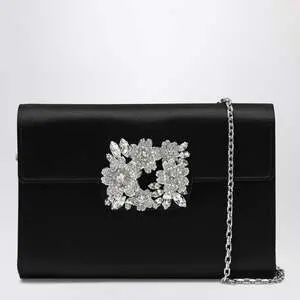 ROGER VIVIER Efflorescence Mini Clutch In Satin With Crystal Embellishment - Black