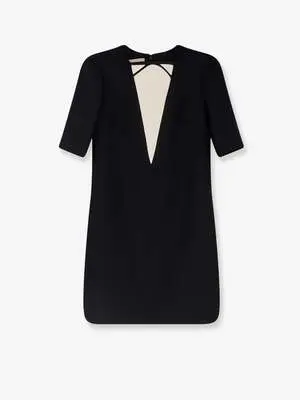 Valentino Garavani Virgin Wool And Silk Mini Dress With Bow Detail - Multicolor