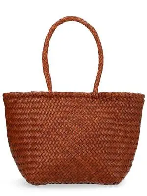 Dragon Diffusion Grace Basket Small Woven Leather Tote - Brown