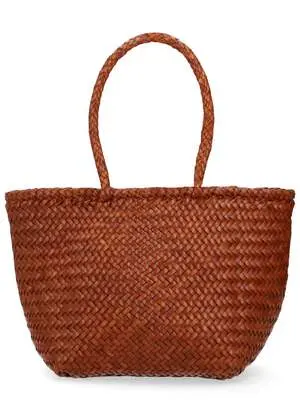 Dragon Diffusion Grace Basket Small Woven Leather Tote - Brown