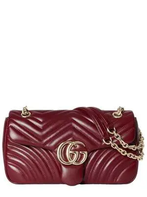 Gucci Gg Marmont Quilted Lambskin Shoulder Bag - Red