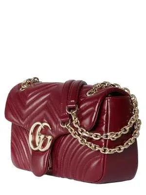 Gucci Gg Marmont Quilted Lambskin Shoulder Bag - Red