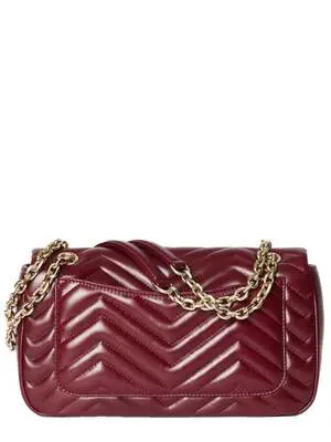 Gucci Gg Marmont Quilted Lambskin Shoulder Bag - Red