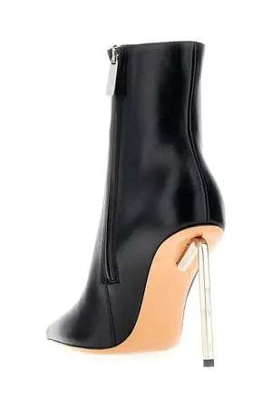 Off-White Black Leather Ankle Boots With Metal Heel - Multicolor