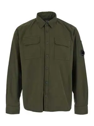 C.P. COMPANY Organic Gabardine Long Sleeve Lens Shirt - Multicolor