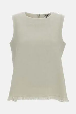 Max Mara Sleeveless Top With Frayed Hem - Multicolor