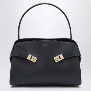 FERRAGAMO Navy Hug Soft M Handbag In Leather - Blue