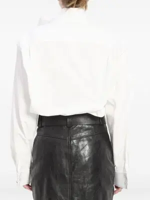 Saint Laurent White Cotton Poplin Shirt With Lavallière Collar - Multicolor