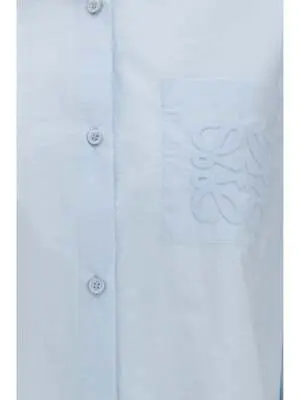 Loewe Lightweight Textured Cotton-blend Poplin Shirt With Crochet Anagram Embroidery