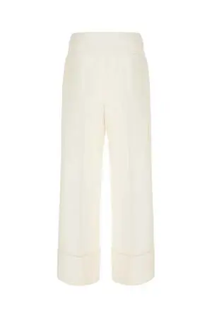Valentino Garavani Cropped Trousers With Gold Tone V Detail