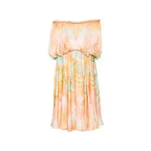 Zimmermann Coral Tie-dye Silk Off-the-shoulder Dress - Orange
