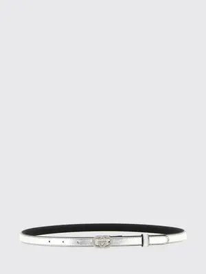 Gucci GUCCI Silver Calfskin Leather Belt Silver