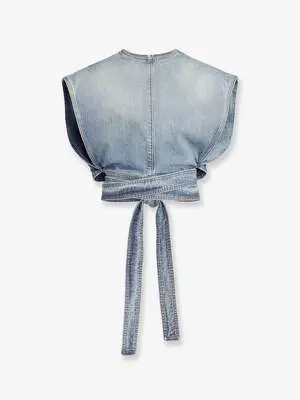 Alaïa Belted Denim Top - Multicolor