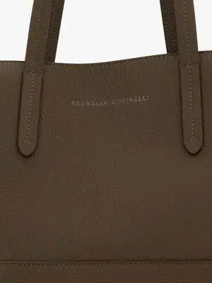 Brunello Cucinelli Duo Hammered Leather Shoulder Bag - Multicolor