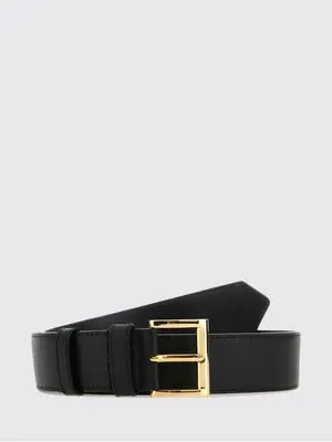 Prada Leather Belt With Gold Tone Buckle - Black