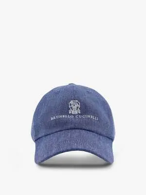 Brunello Cucinelli Linen And Virgin Wool Blend Baseball Cap With Embroidered Logo - Multicolor