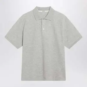 Saint Laurent Grey Cotton Pique Polo With Cassandre Logo - Gray