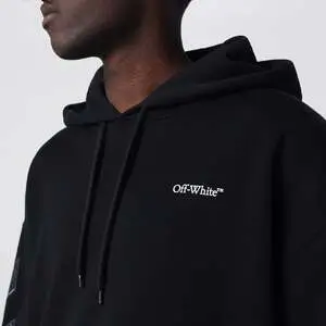 Off-White Cotton Logo Print Hooded Sweatshirt - Black