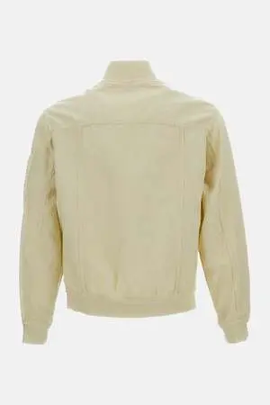 C.P. COMPANY Linen Blend Bomber Jacket With Lens Detail - Multicolor