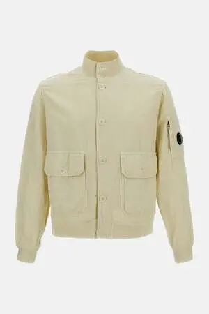 C.P. COMPANY C.P. COMPANY Linen Blend Bomber Jacket With Lens Detail Multicolor