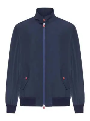 Kiton Technical Fabric Bomber Jacket With High Collar - Blue