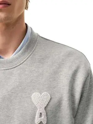 AMI Paris De Coeur Cotton Knit Sweatshirt - Gray
