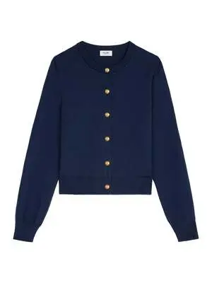 Celine Fine Wool Cardigan With Triomphe Engraved Buttons