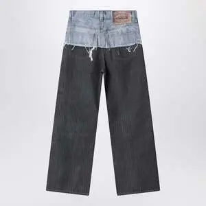 Acne Studios Trompe-l'oeil Jeans In Blue And Pinstripe